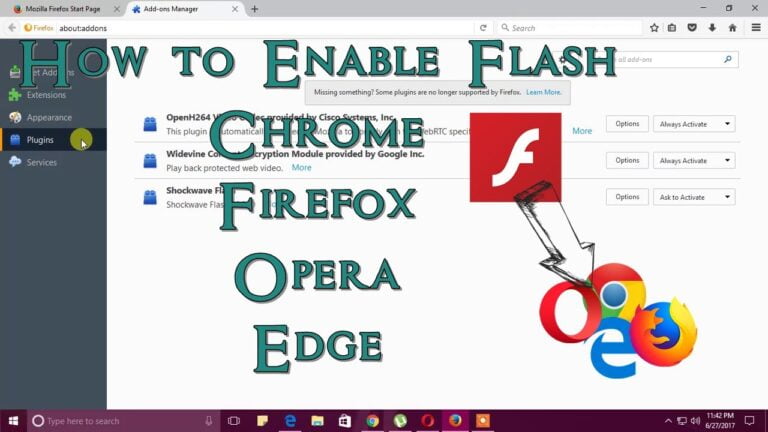 Habilitar o Adobe Flash Player no IE, Chrome, Firefox Edge e Opera