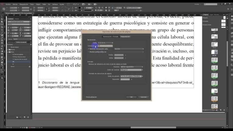 ¿Cómo cambiar el número de pie de página en Indesign?