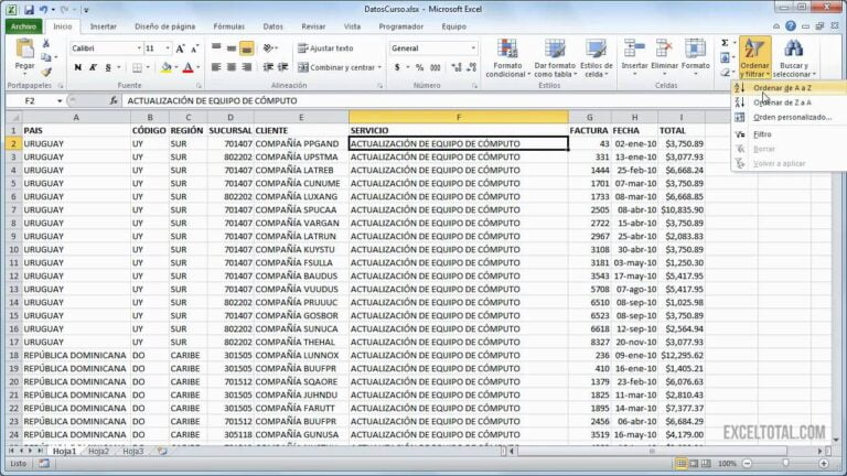 ¿Cómo ordenar los datos de una tabla de Excel?