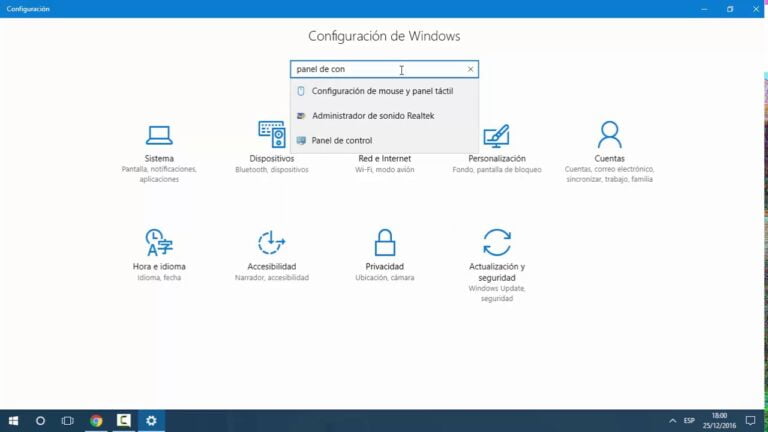 ¿Dónde encuentro el panel de control de Windows?