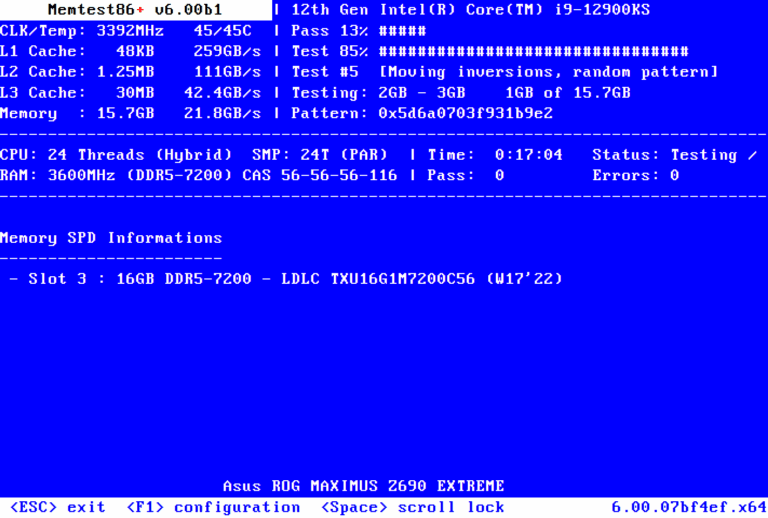 RAM memory diagnostics using Windows Memory Diagnostic and MemTest86